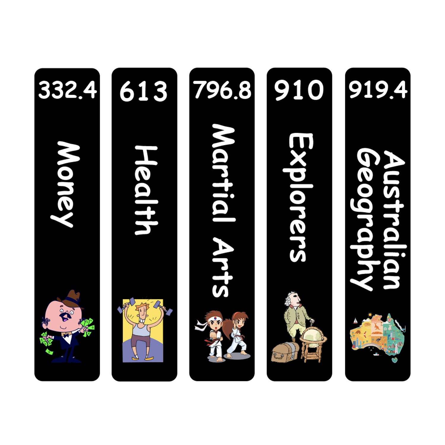 Junior Expanded Non Fiction Slim Sticky Back Signs Set 4 250mm (h)